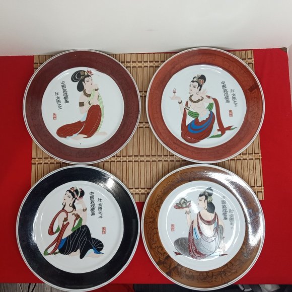 Accents | Four Vintage Spiritual Asian Chinese Women Hand Painted ...